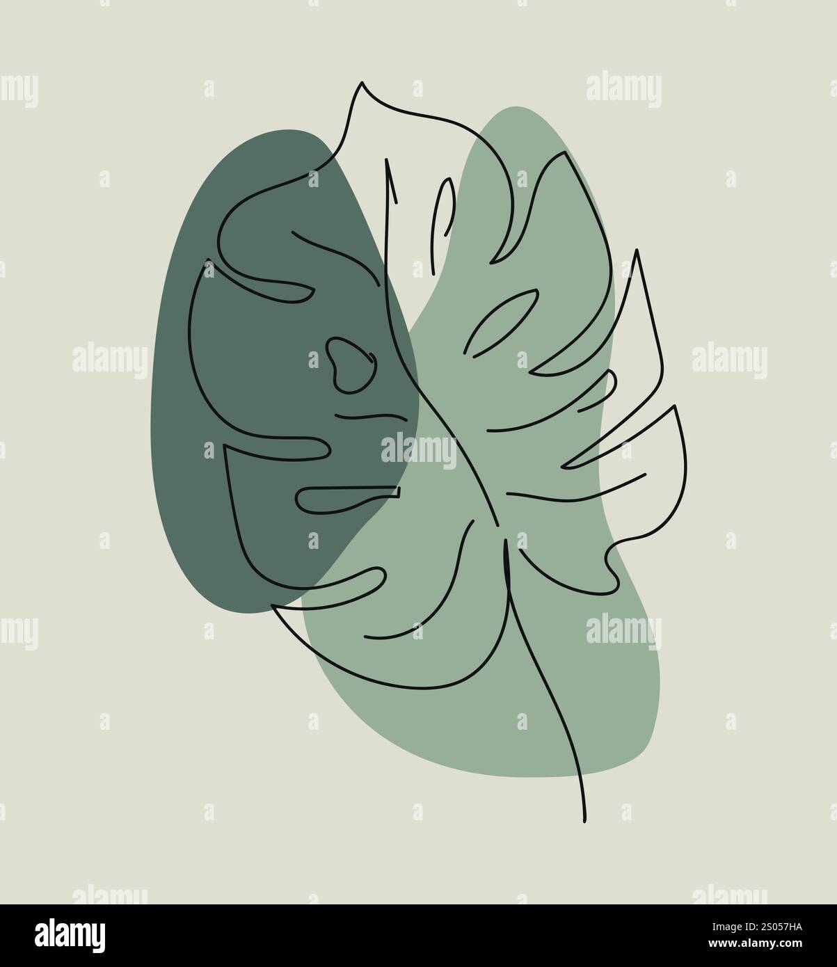 Monstera one line. Hand-drawn line drawing illustration. Concept for ...