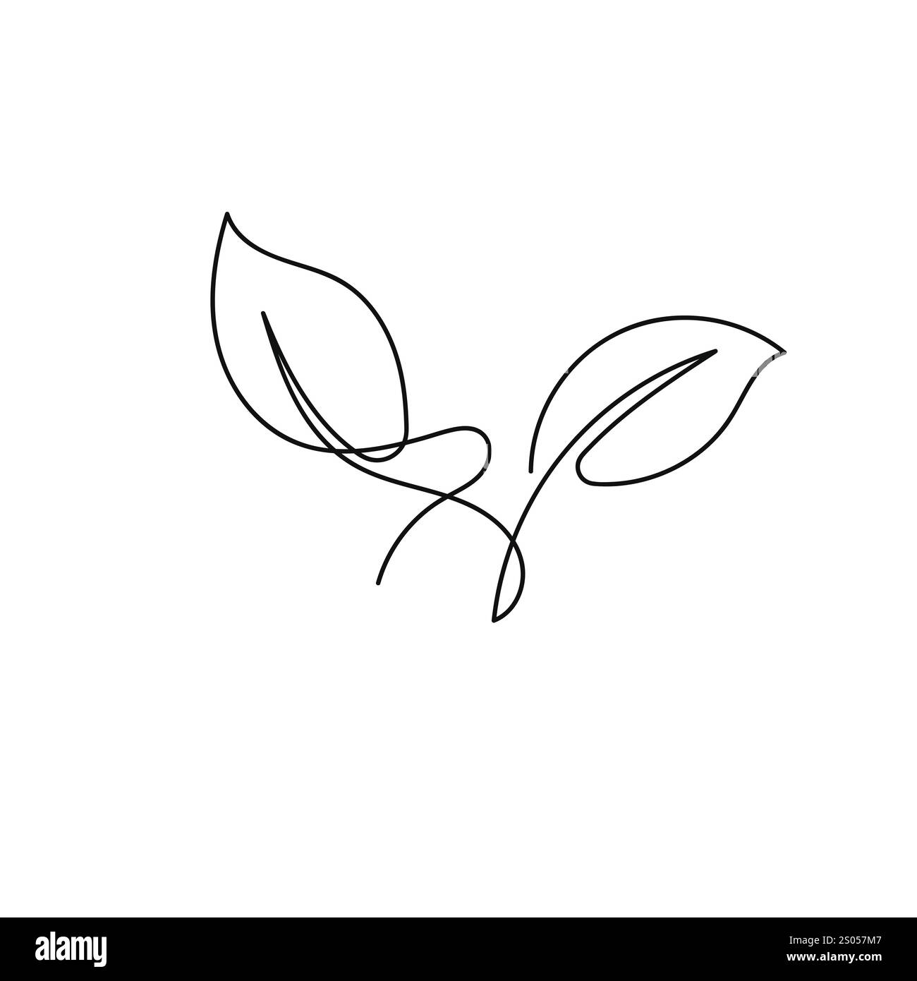Leaves hand drawing single line art one continuous.Vector illustration ...