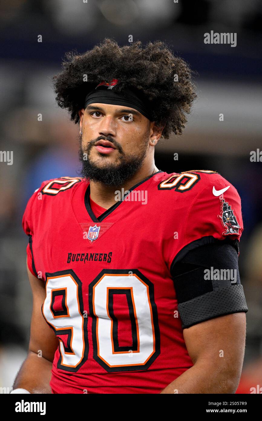 Tampa Bay Buccaneers defensive end Logan Hall warms up before an NFL ...