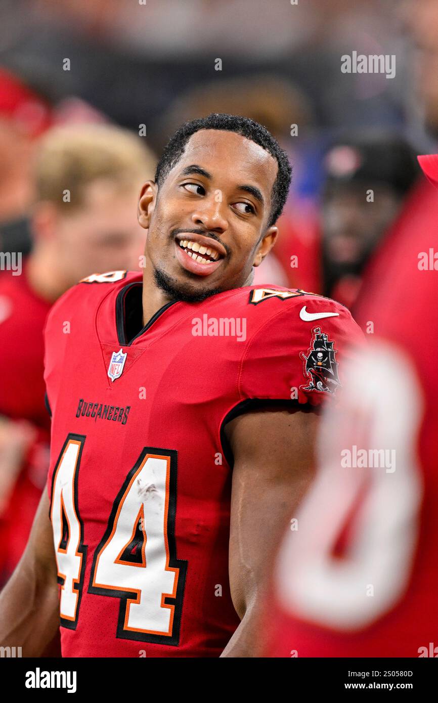 Tampa Bay Buccaneers running back Sean Tucker looks on from the ...
