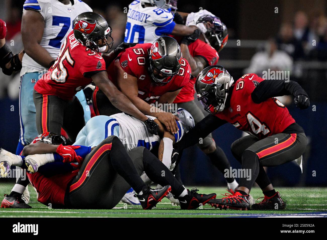 Tampa Bay Buccaneers defensive tackle Vita Vea (50) and Jamel Dean and ...