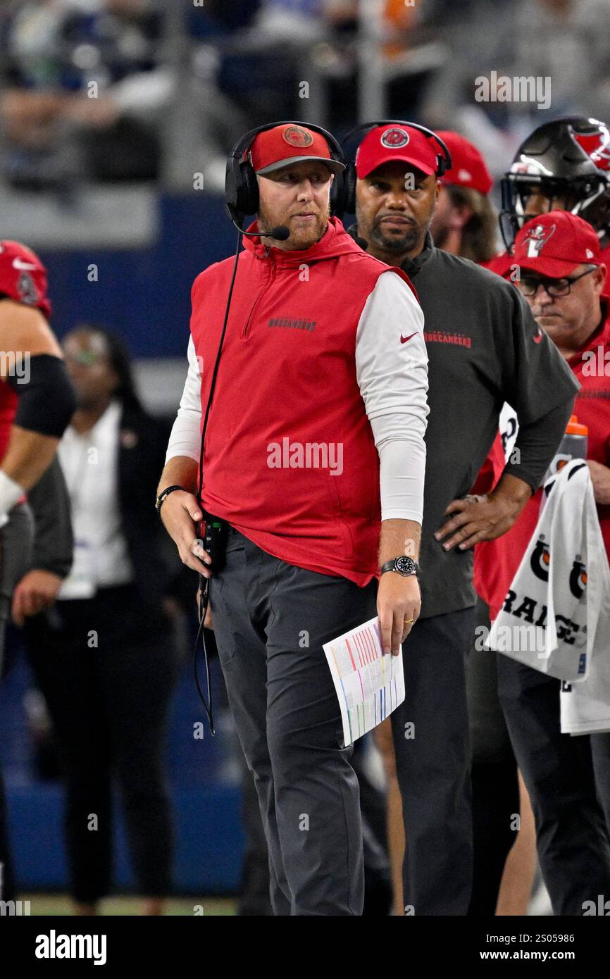 Tampa Bay Buccaneers offensive coordinator Liam Coen looks on from the ...