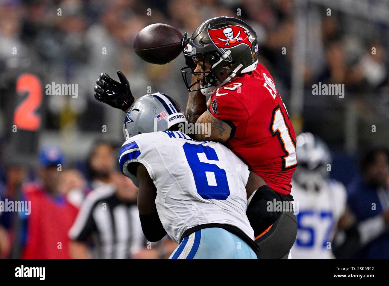 Dallas Cowboys safety Donovan Wilson (6) breaks up a pass intended for ...