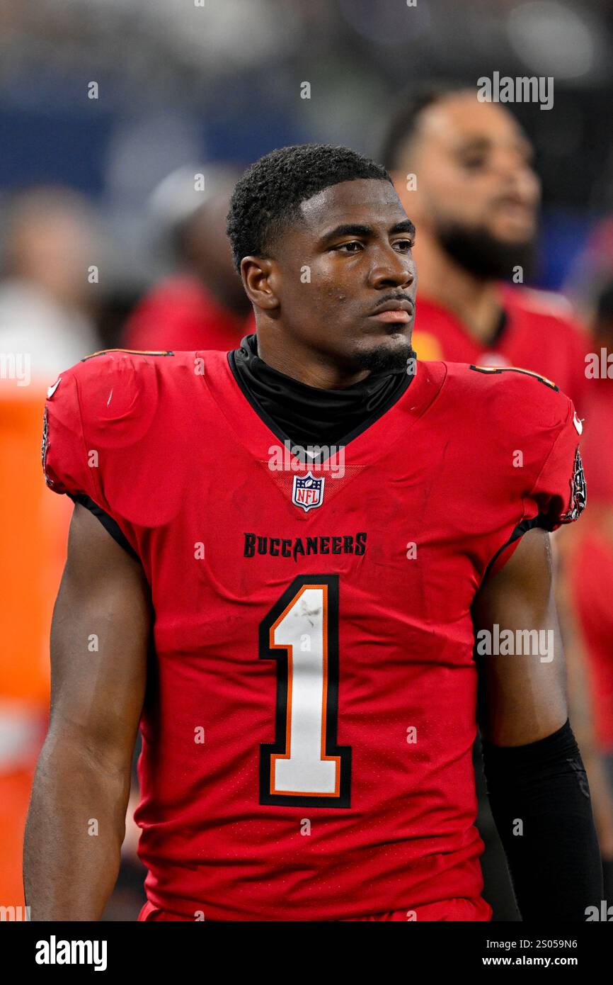 Tampa Bay Buccaneers running back Rachaad White (1) looks on from the ...