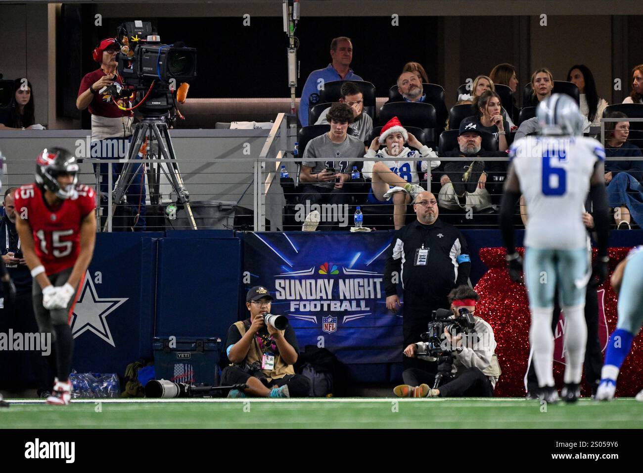 The NBC Sunday Night Football signage and camera is seen during an NFL ...