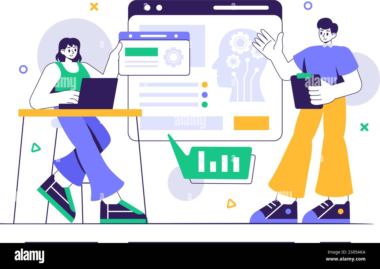 Machine Learning Vector Illustration featuring Artificial Intelligence ...