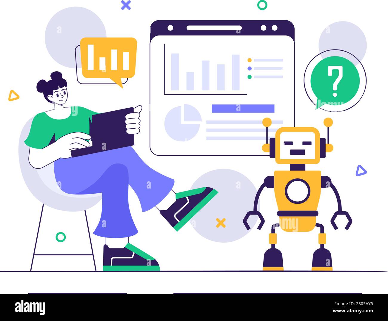 Machine Learning Vector Illustration featuring Artificial Intelligence Jobs, Scientists Working ...