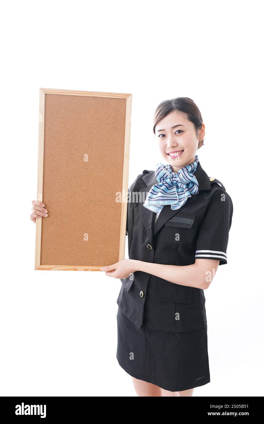 Cabin attendant with board Stock Photo - Alamy