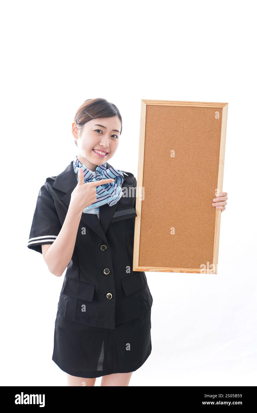 Cabin attendant with board Stock Photo - Alamy