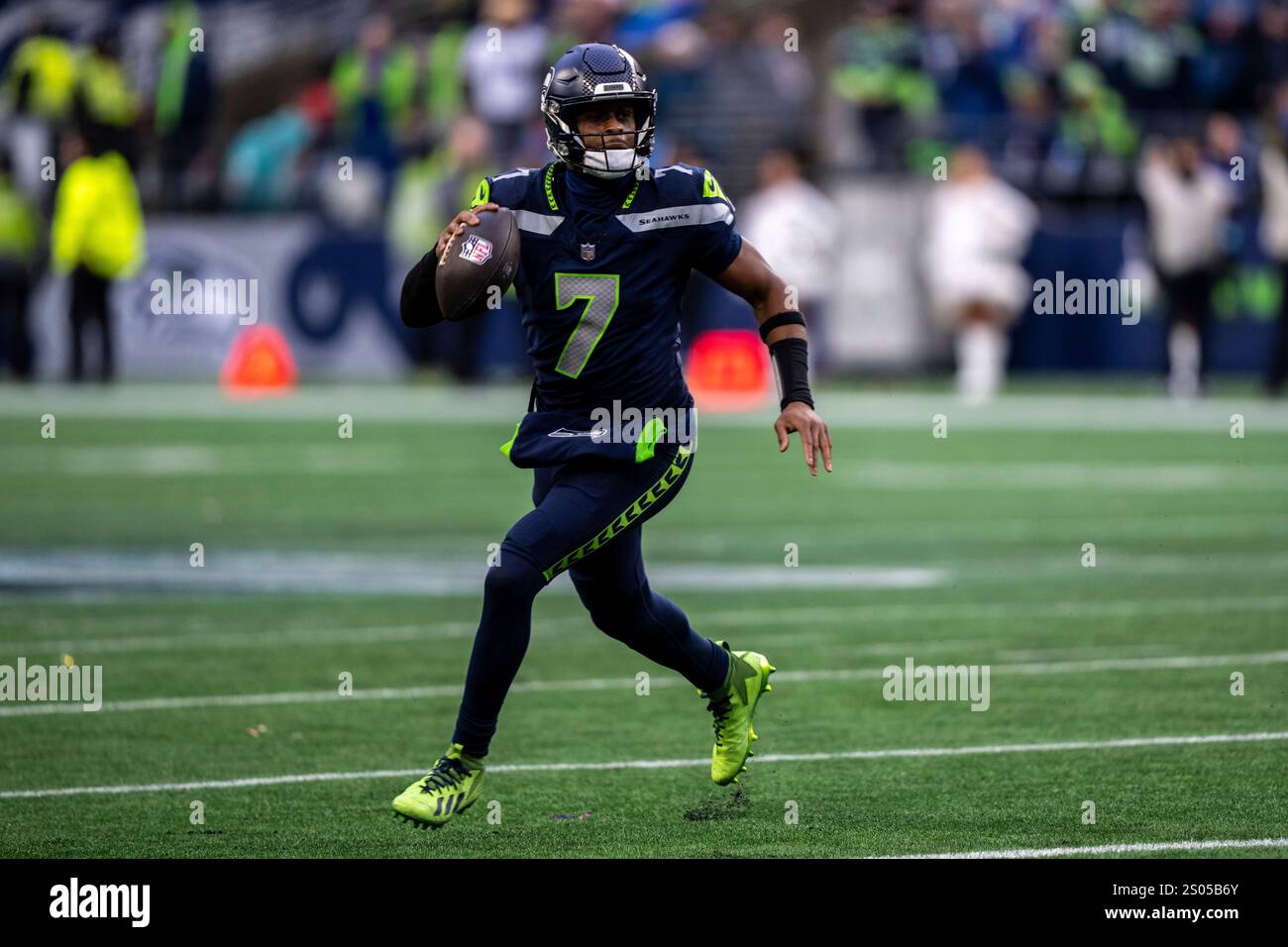 Seattle Seahawks quarterback Geno Smith scrambles during an NFL ...