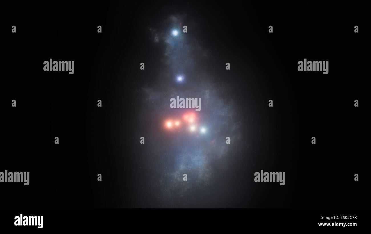 Illustration of the Firefly Sparkle Galaxy in the early universe. It ...