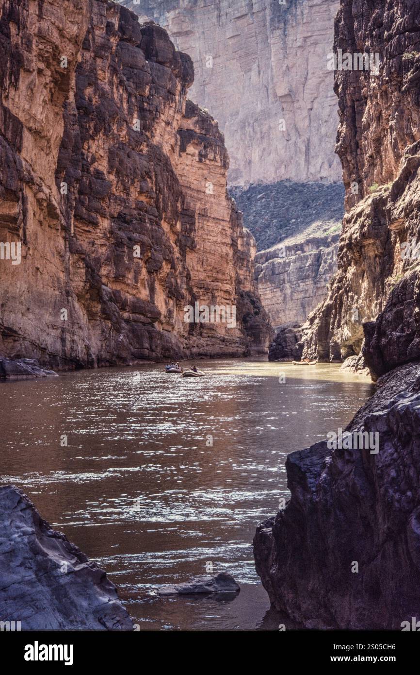 Tourists rafting on the Rio Grande River in the Santa Elena Canyon, Big ...