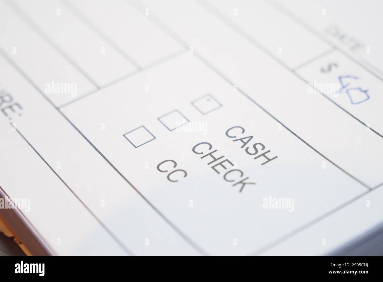 Payment methods on the invoice Cash, Check, and Credit Card Stock Photo ...