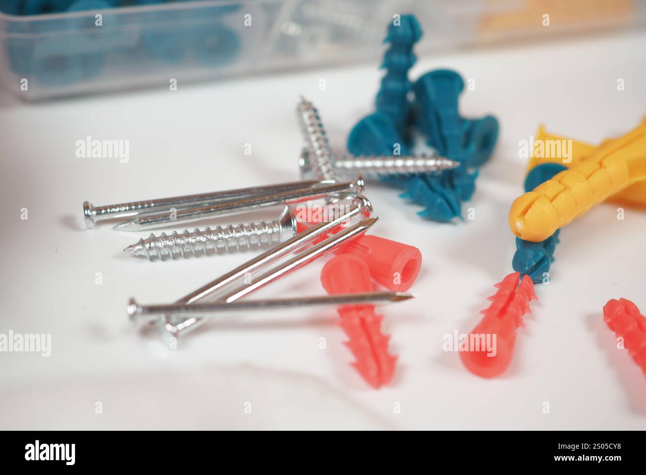 A collection of screws and wall anchors for your DIY projects Stock ...