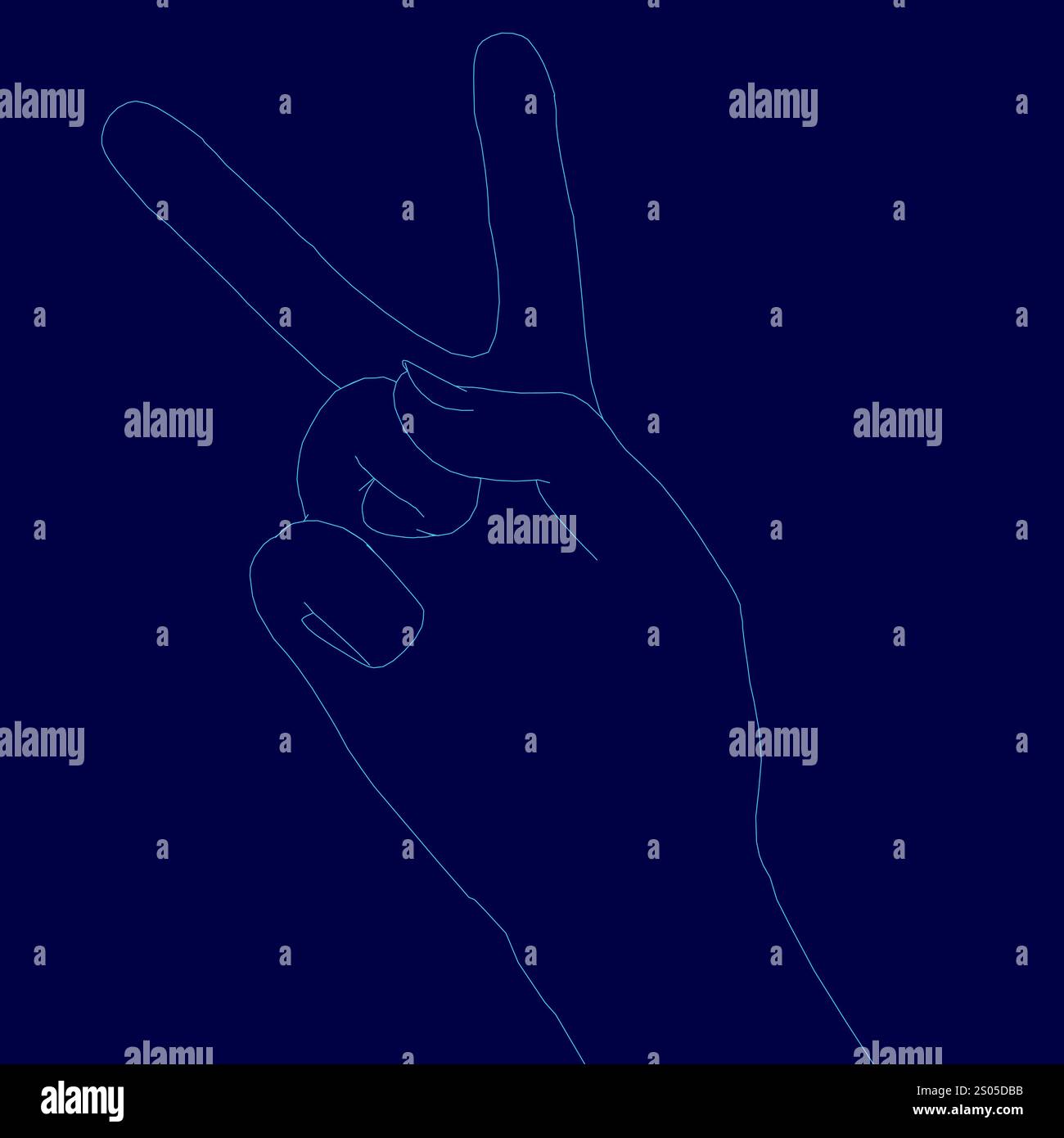 Hand is shown in a blue background with a peace sign made out of the ...