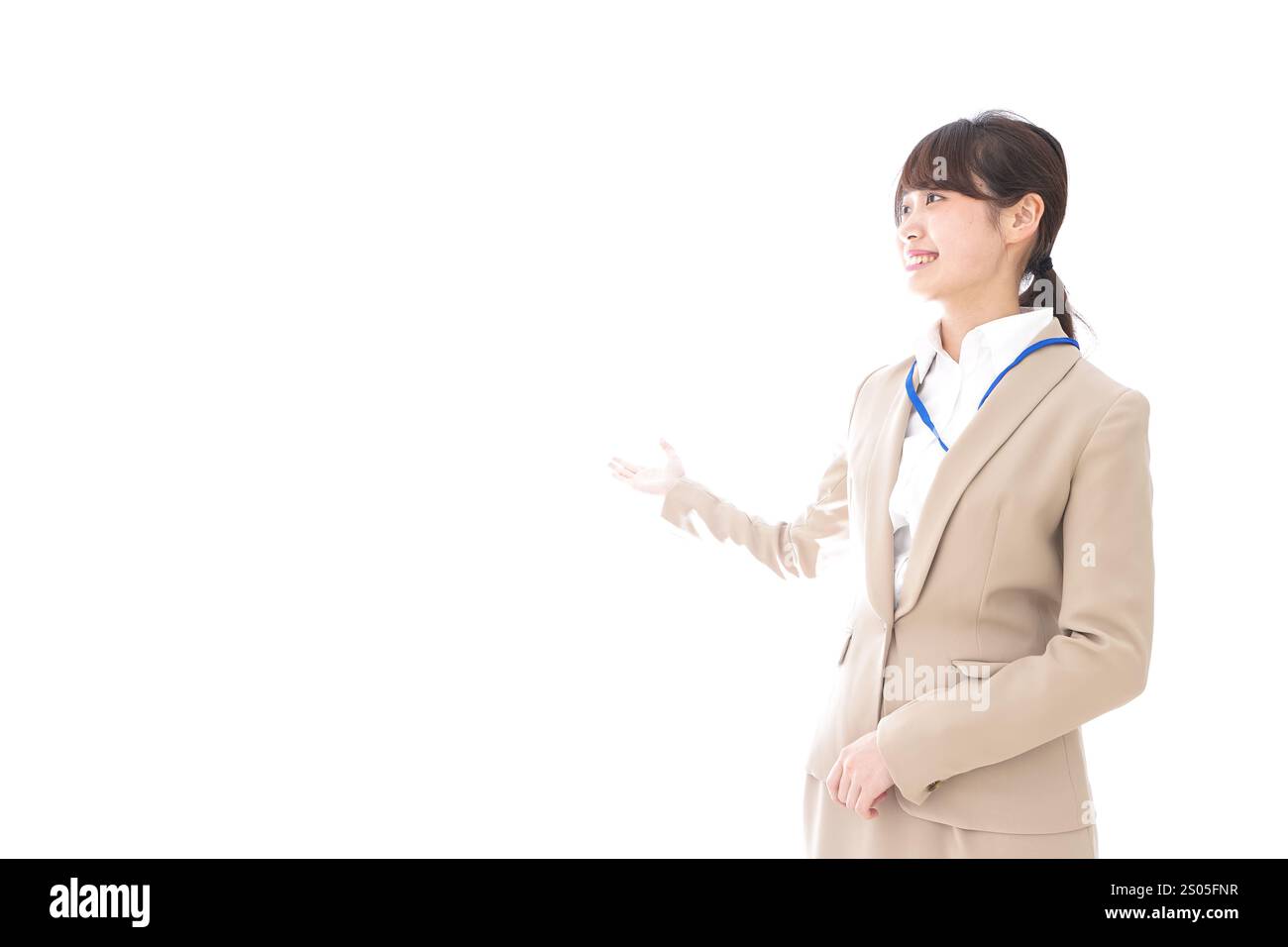 Woman in front of office desk Cut Out Stock Images & Pictures - Alamy