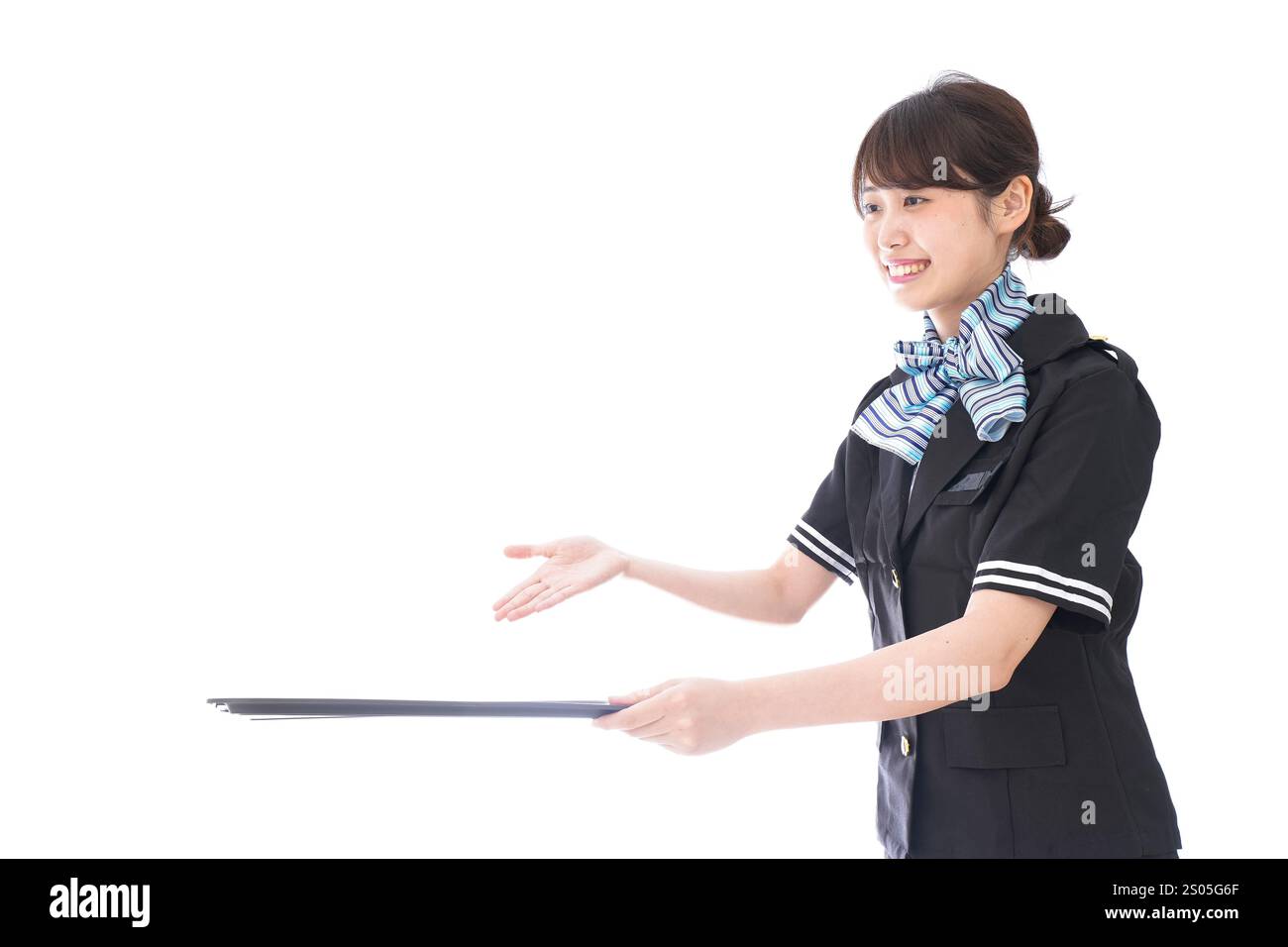 Cabin attendants performing in-flight service Stock Photo - Alamy