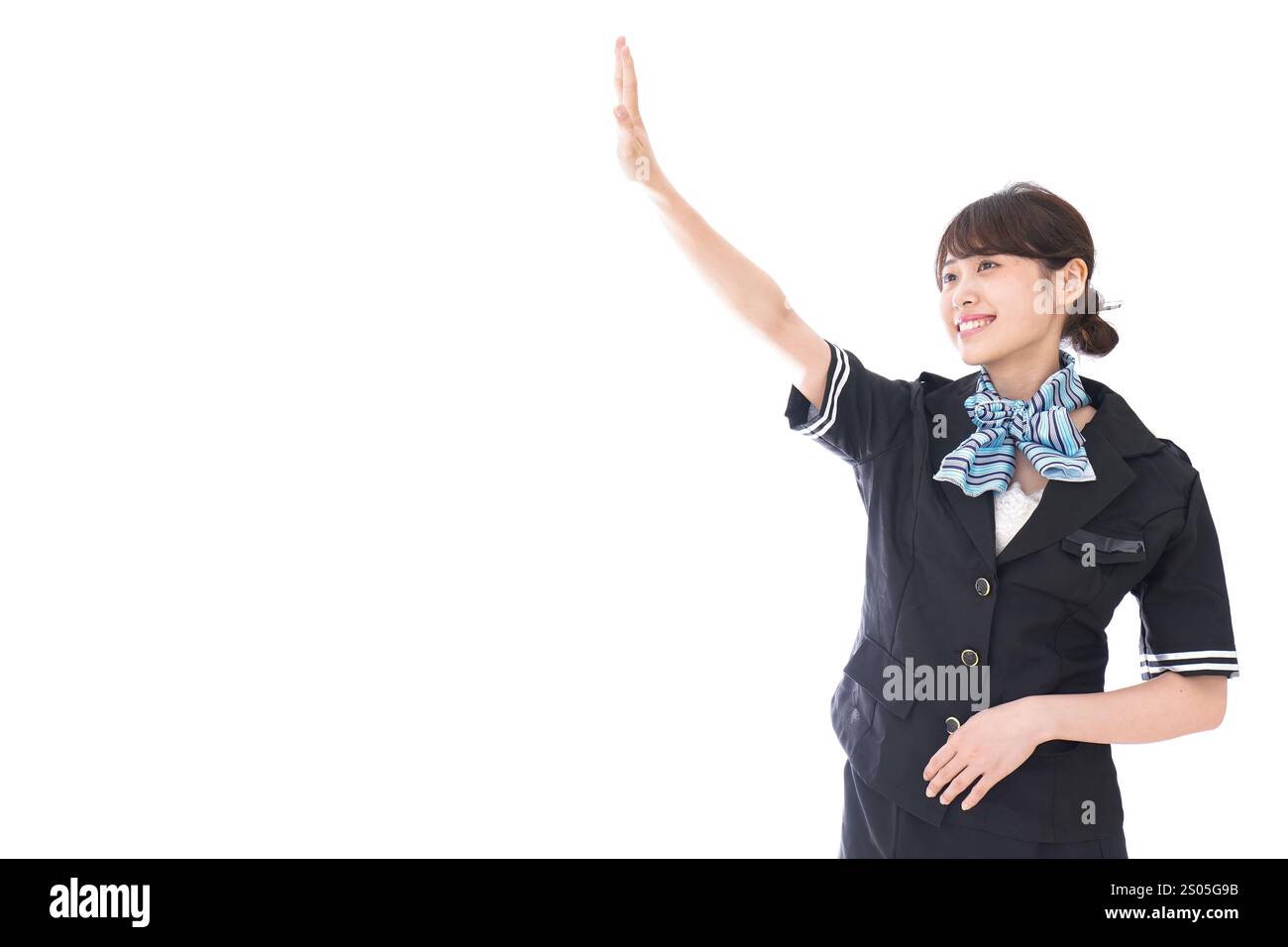 Cabin attendant seeing someone off Stock Photo - Alamy
