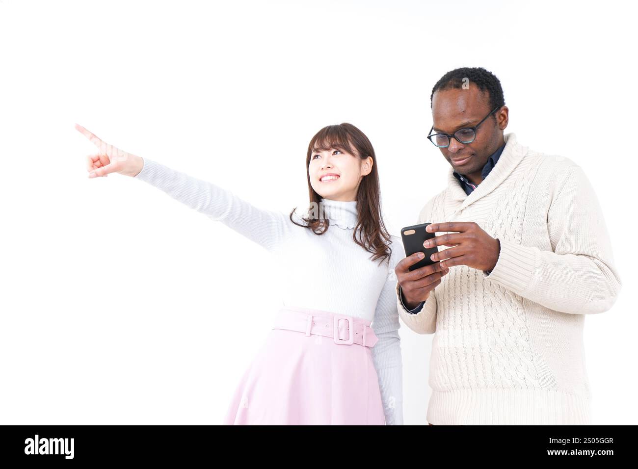 Woman giving directions on the road Stock Photo - Alamy