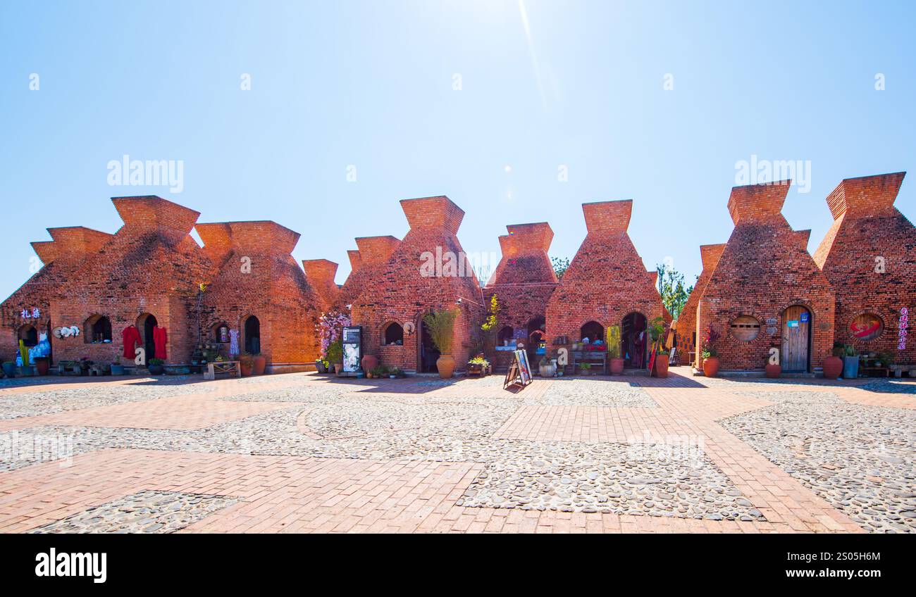 The red brick castle in Dongfengyun Art Town, Mile City, Honghe, Yunnan ...