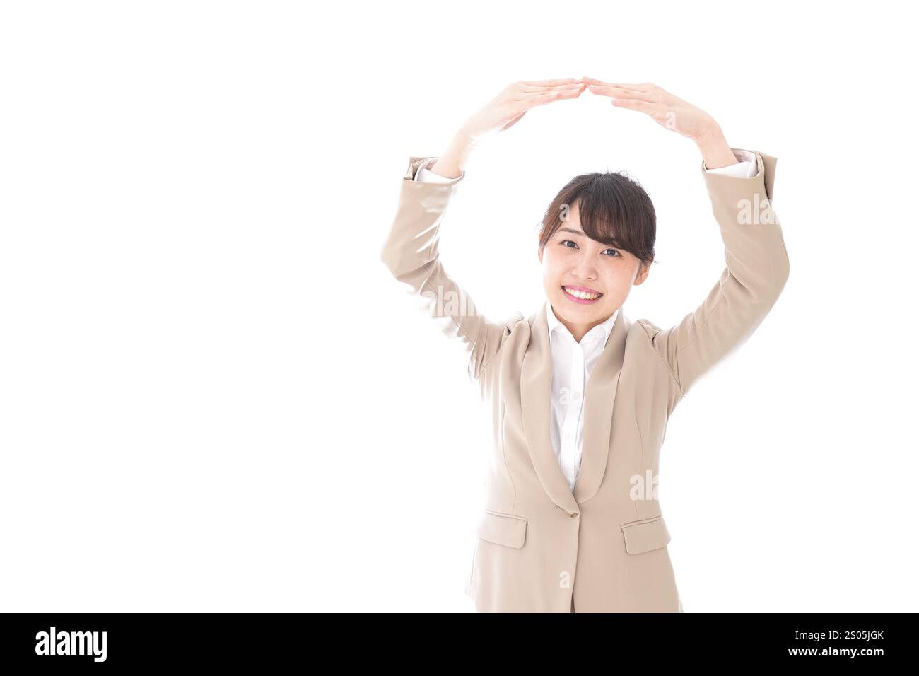 Businesswoman making maru sign Stock Photo - Alamy
