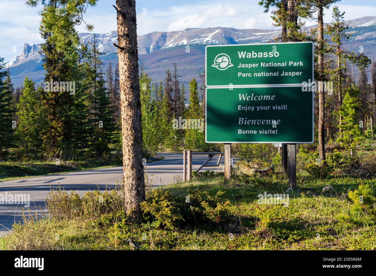 Road sign of Wabasso Campground in Jasper National Park. Jasper ...