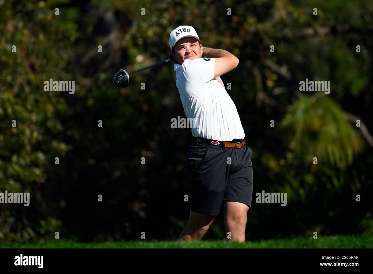 John Daly II tees off on the second hole during the final round of the ...