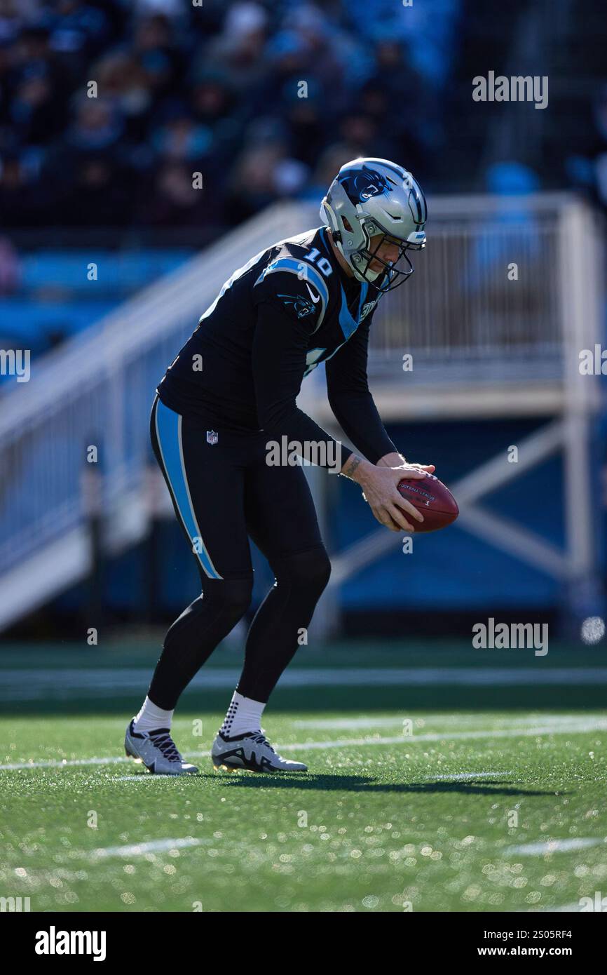 Carolina Panthers punter Johnny Hekker (10) prepares to kick the ball ...
