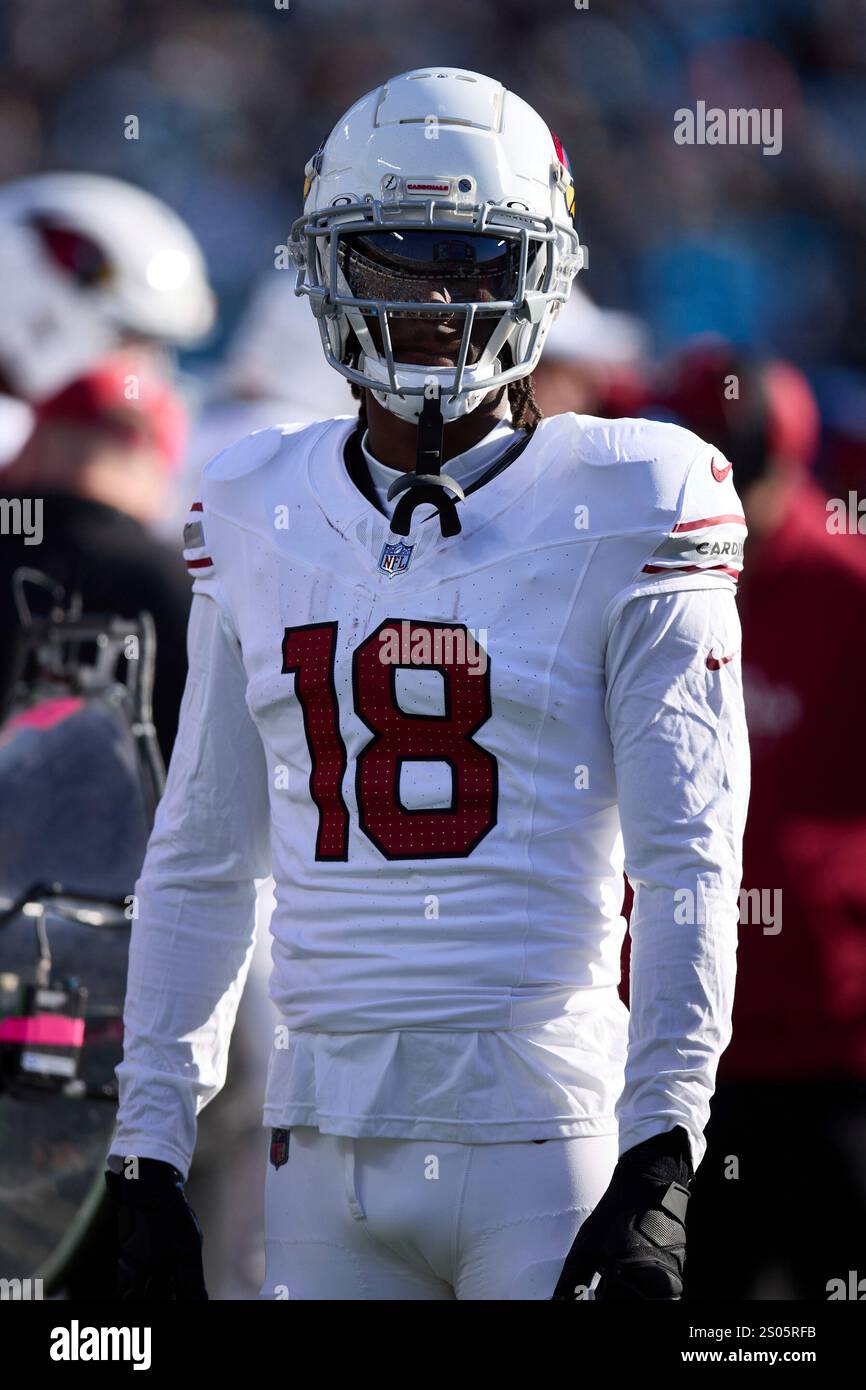 Arizona Cardinals wide receiver Marvin Harrison Jr. (18) stands on the ...