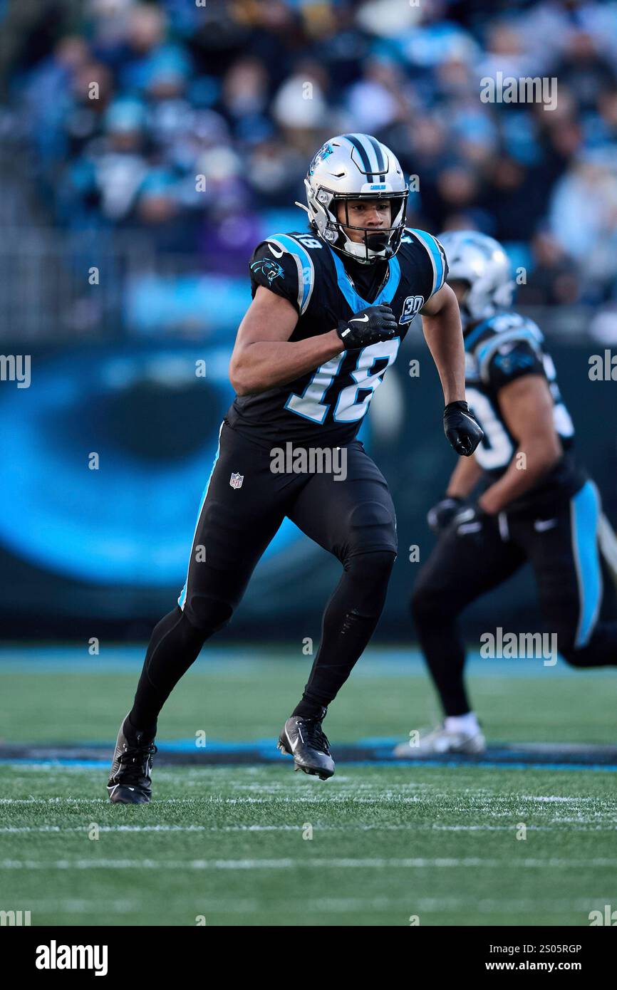 Carolina Panthers wide receiver Jalen Coker (18) runs a route during an ...