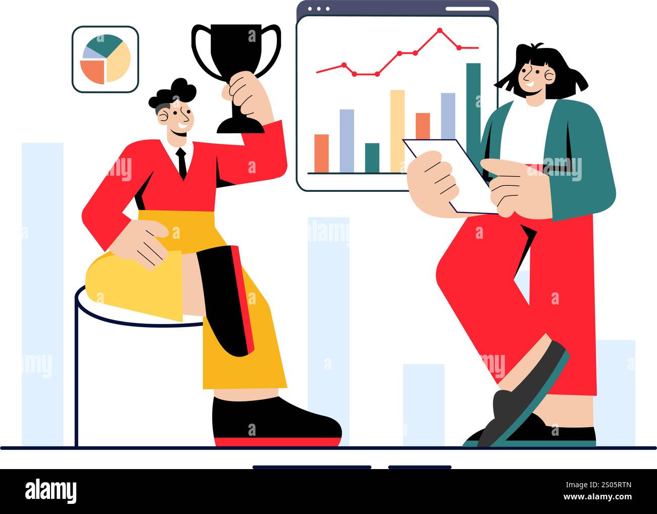 Top Manager Employees Vector Illustration Featuring Project Management ...