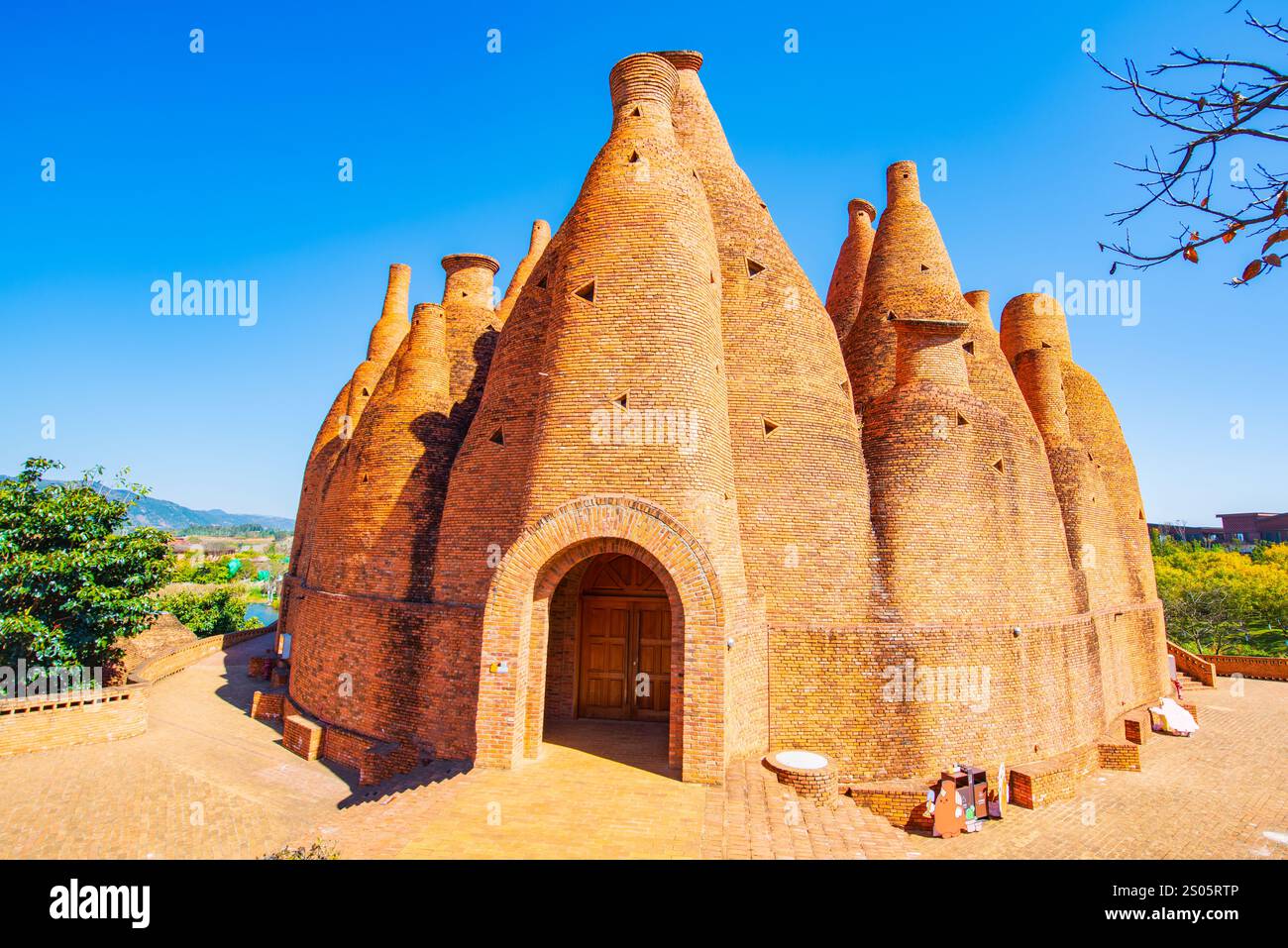 The red brick castle in Dongfengyun Art Town, Mile City, Honghe, Yunnan ...