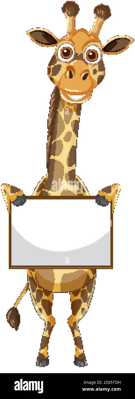 Smiling giraffe presenting a blank white sign Stock Vector Image & Art ...