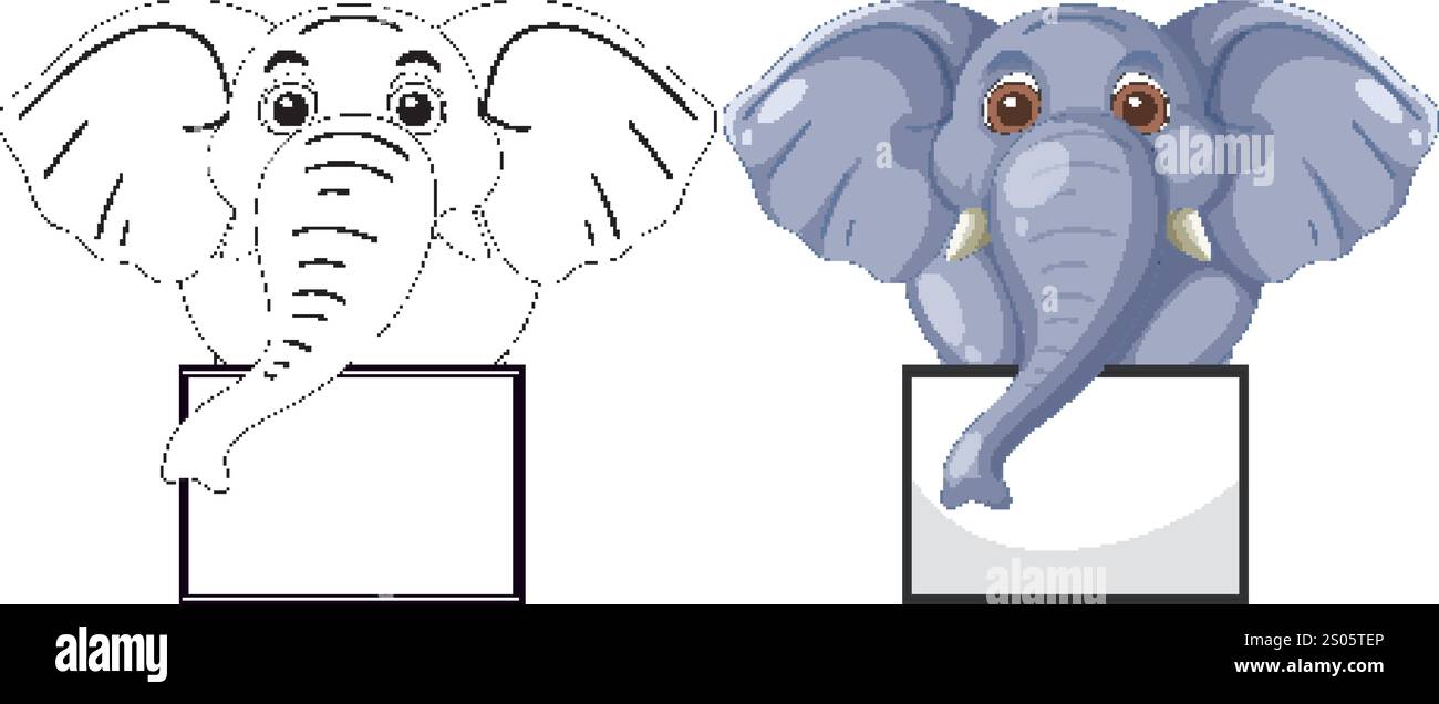 Two elephants holding blank signs for messages Stock Vector Image & Art ...