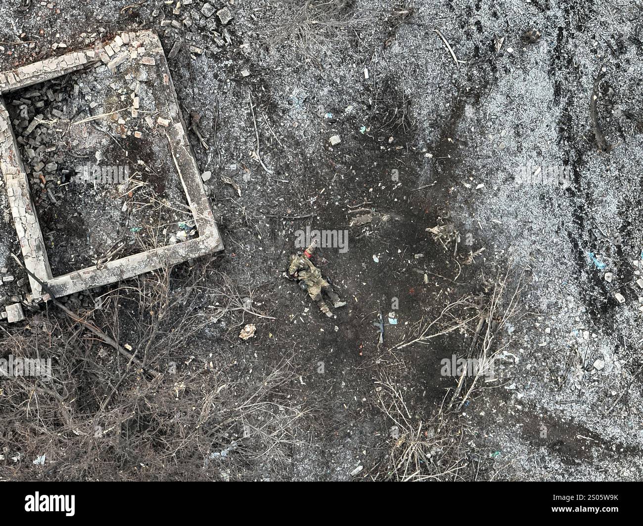 DONETSK REGION, UKRAINE - DECEMBER 19, 2024 - The corpse of a dead ...