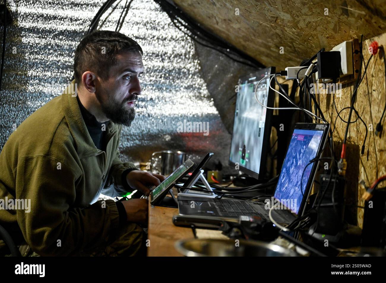 DONETSK REGION, UKRAINE - DECEMBER 19, 2024 - A soldier of the special ...