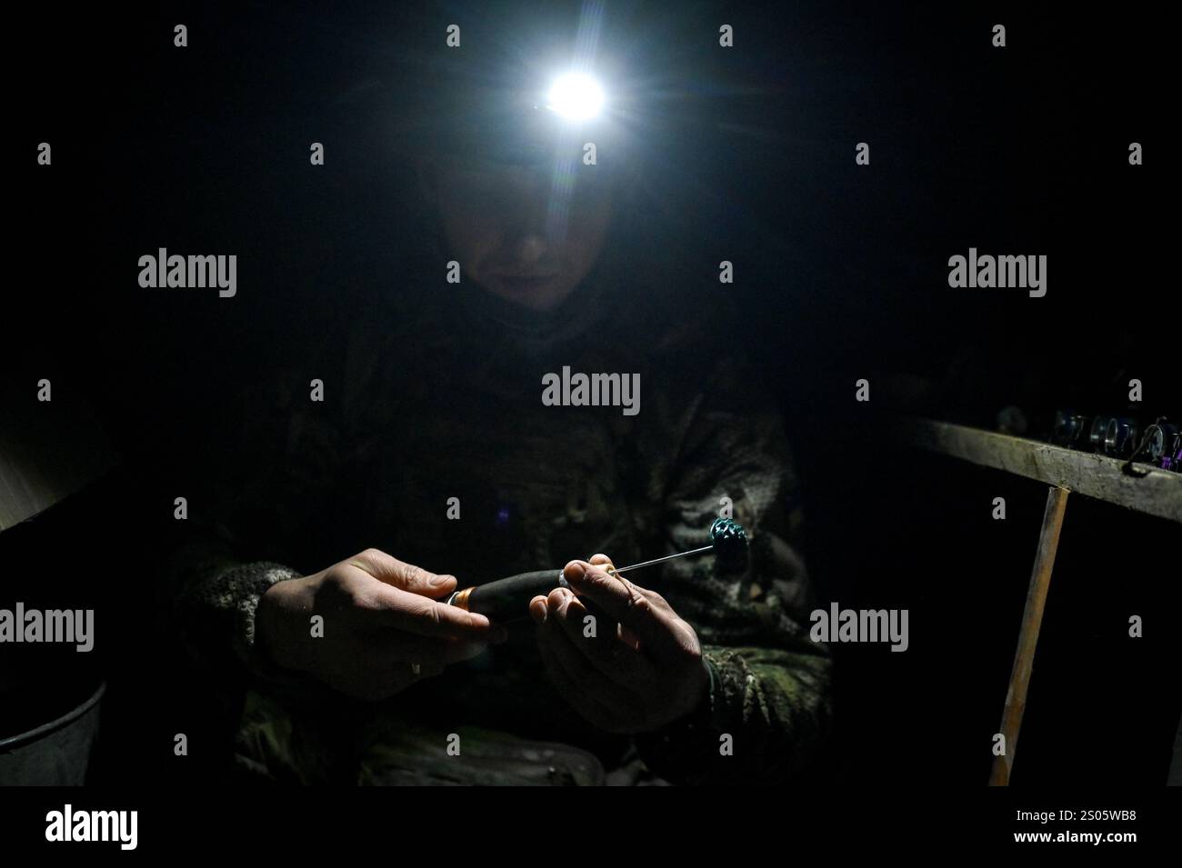 DONETSK REGION, UKRAINE - DECEMBER 19, 2024 - A soldier of the special ...
