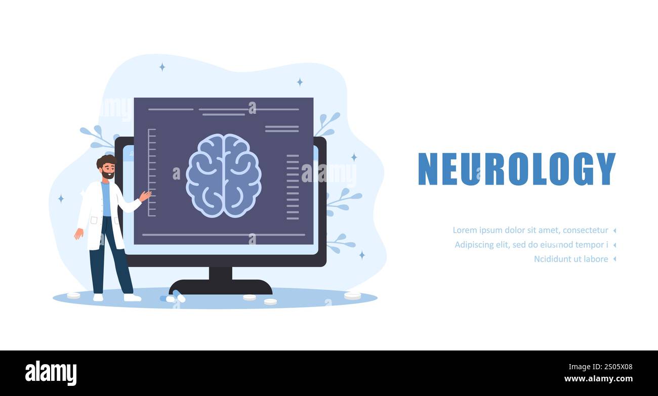 Neurology concept. Male doctor examine MRI scan. Brain disease ...