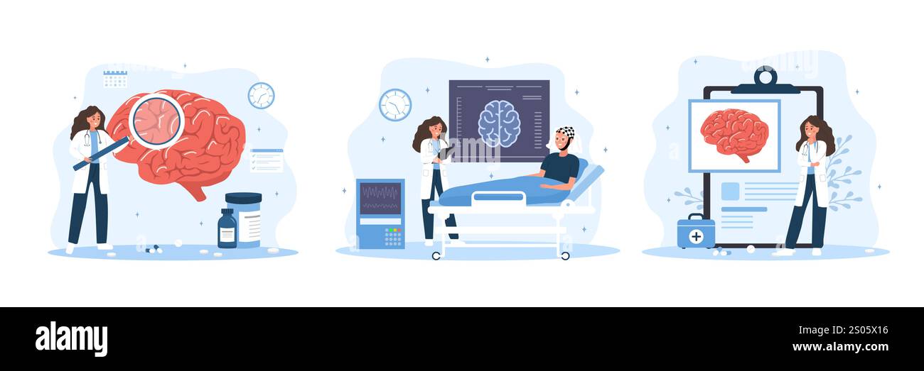 Neurosurgeon concept. Female doctor study brain diseases. Neurological therapy. Neurology or ...