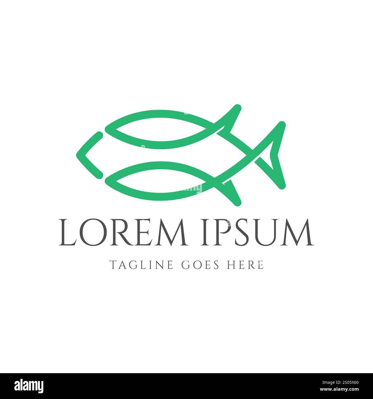 Simple Minimalist Fish Line Monogram Symbol Icon Logo Design Vector ...