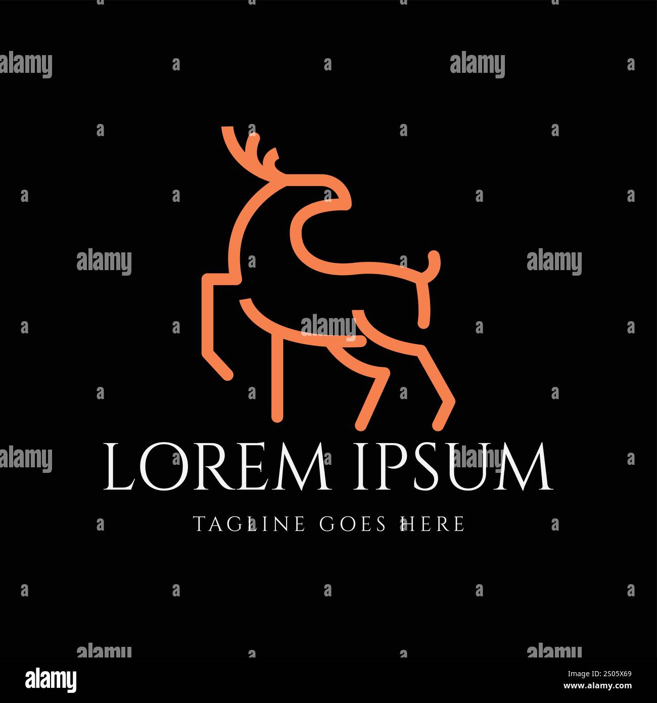 Deer Antler Elk Reindeer Line Monogram Icon Symbol Logo Design Vector ...