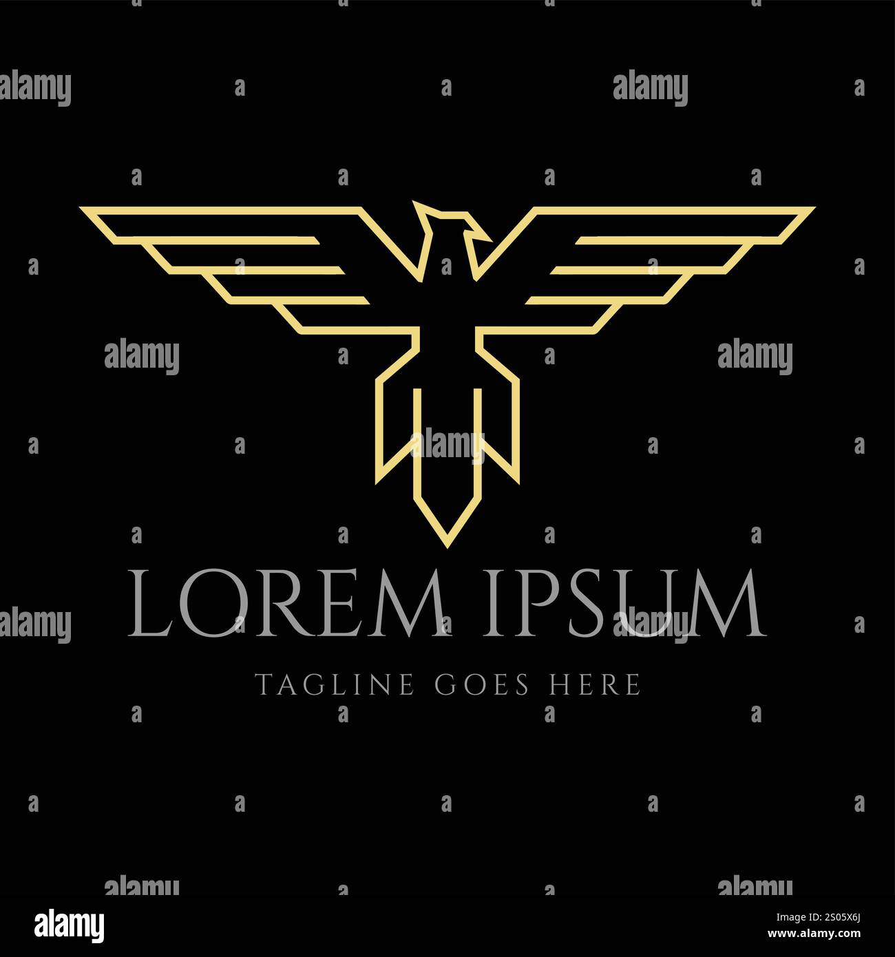 Golden Eagle Falcon Hawk Spread Wings Bird Line Monogram Logo Design Vector Stock Vector Image ...