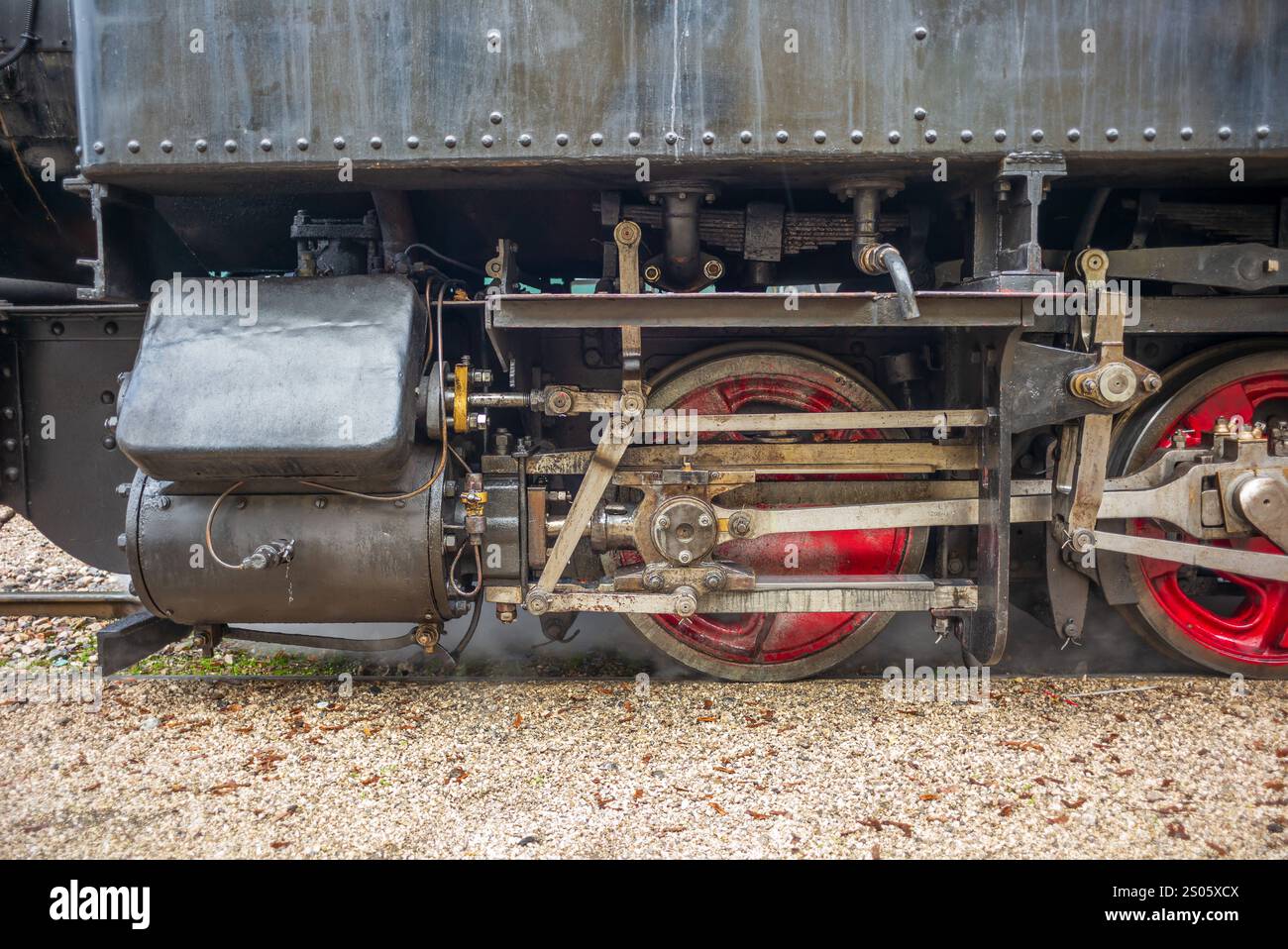 steyr, austria, 24 dec 2024, wheels of a historic steam locomotive ...