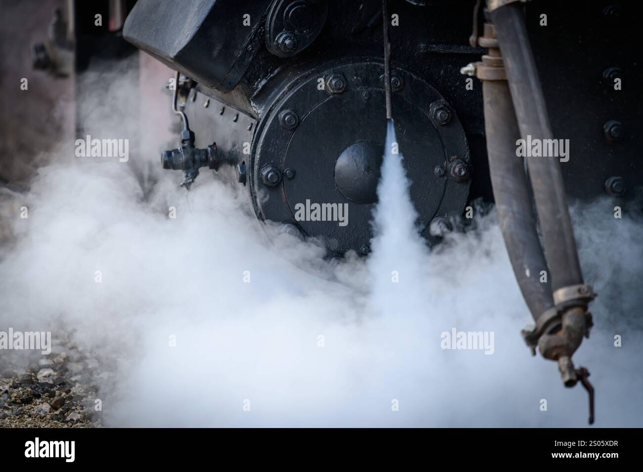 steyr, austria, 24 dec 2024, steam coming out of a historic steam ...