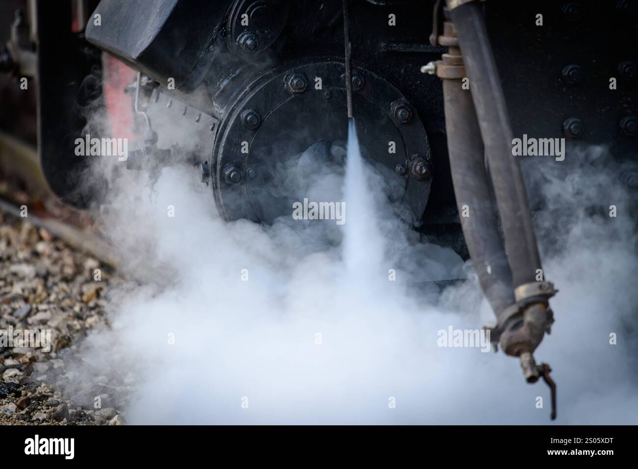 steyr, austria, 24 dec 2024, steam coming out of a historic steam ...