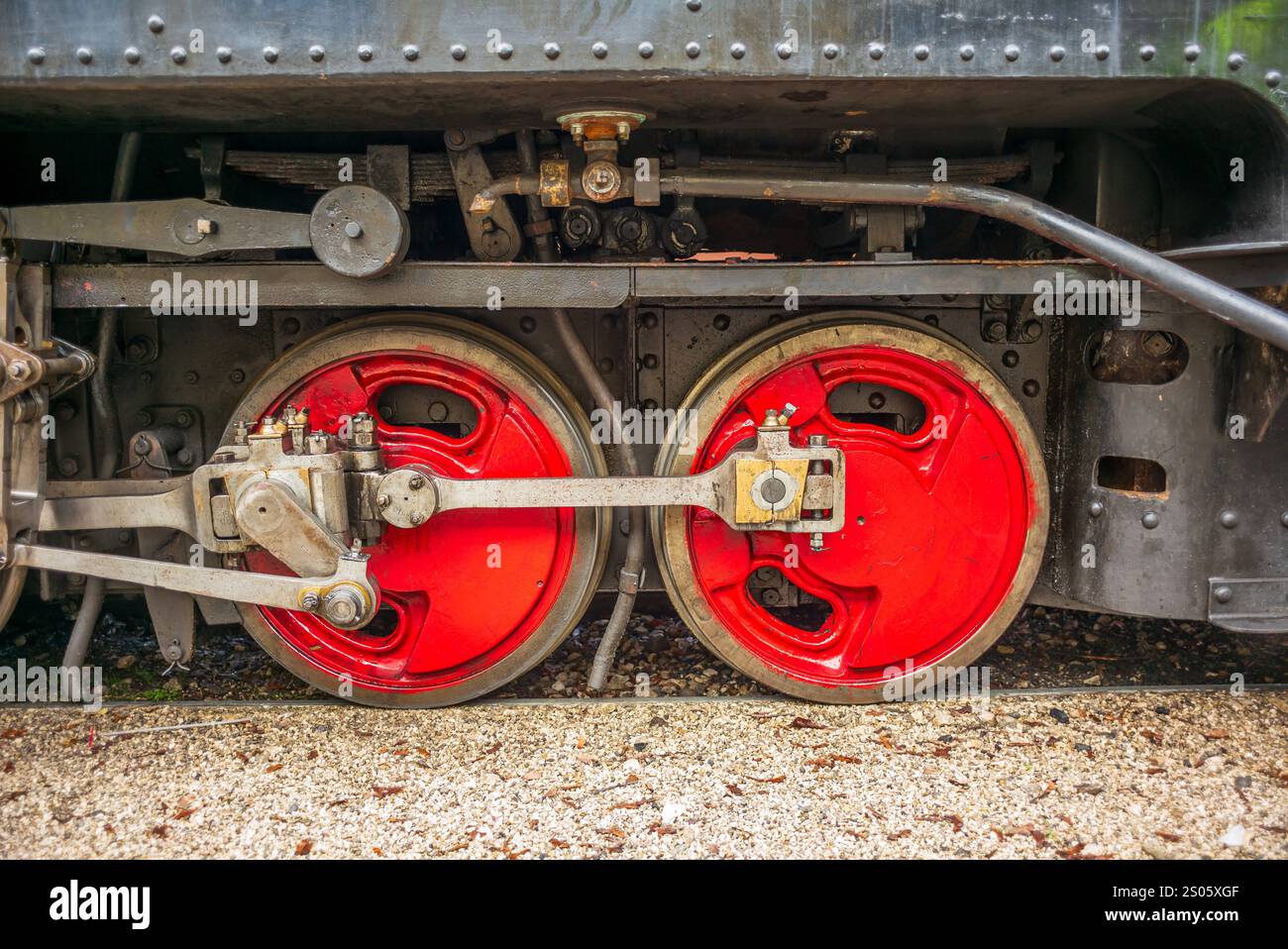 steyr, austria, 24 dec 2024, wheels of a historic steam locomotive ...