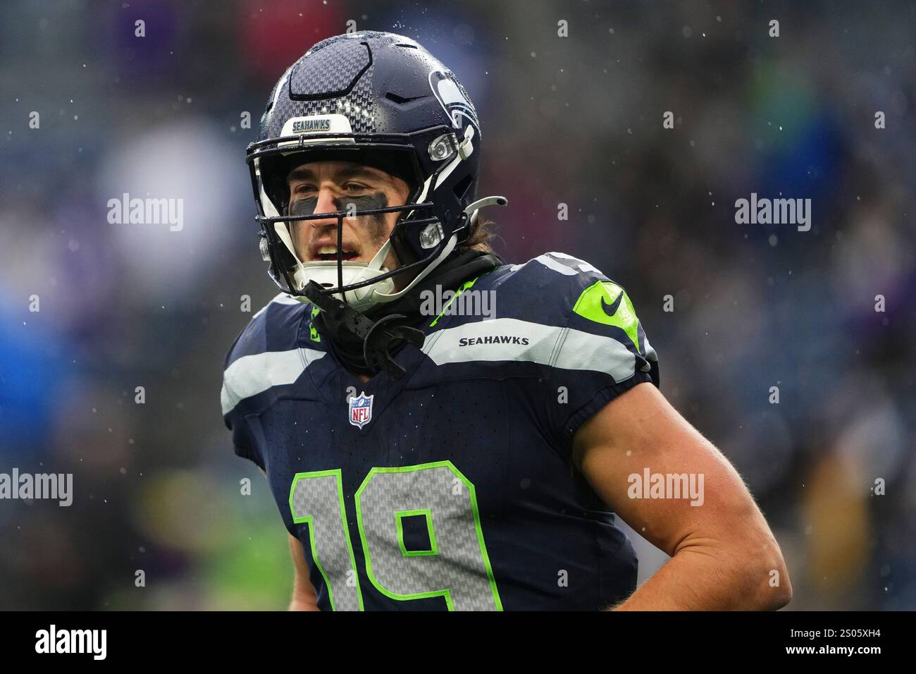 Seattle Seahawks wide receiver Jake Bobo warms up before an NFL ...