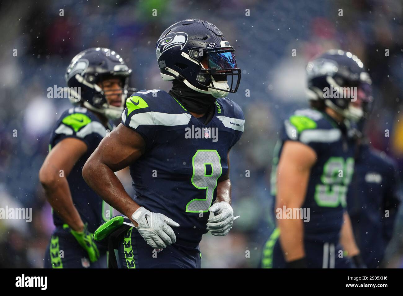 Seattle Seahawks running back Kenneth Walker III warms up before an NFL ...
