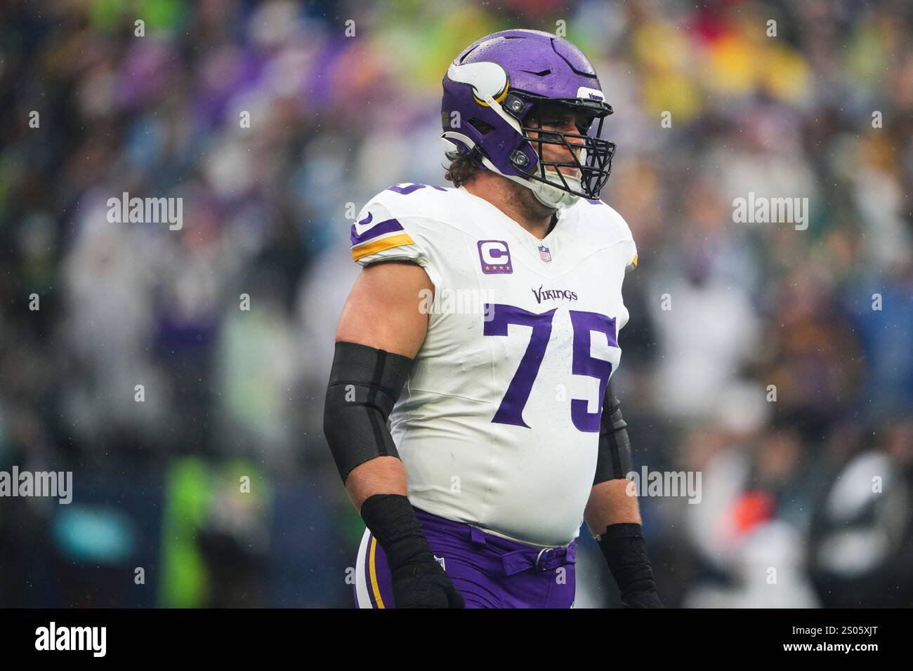 Minnesota Vikings offensive tackle Brian O'Neill looks on against the ...