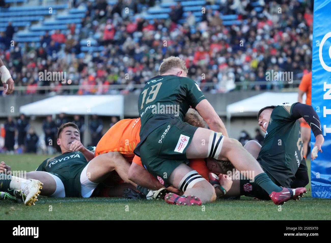 Spears' Merwe Olivier scores their team fifth try during the 2024-25 ...